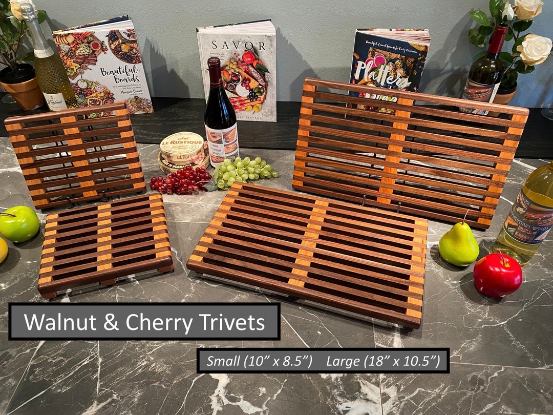 Handcrafted Walnut & Cherry Wood Trivet: Modern Table Centerpiece or ...