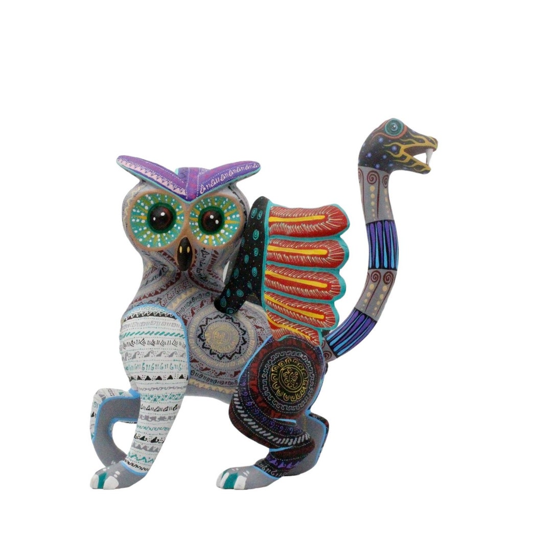 Alebrije Owl Tiger Snake Wood Sculpture Nahual Tonas Oaxacan Carvings ...