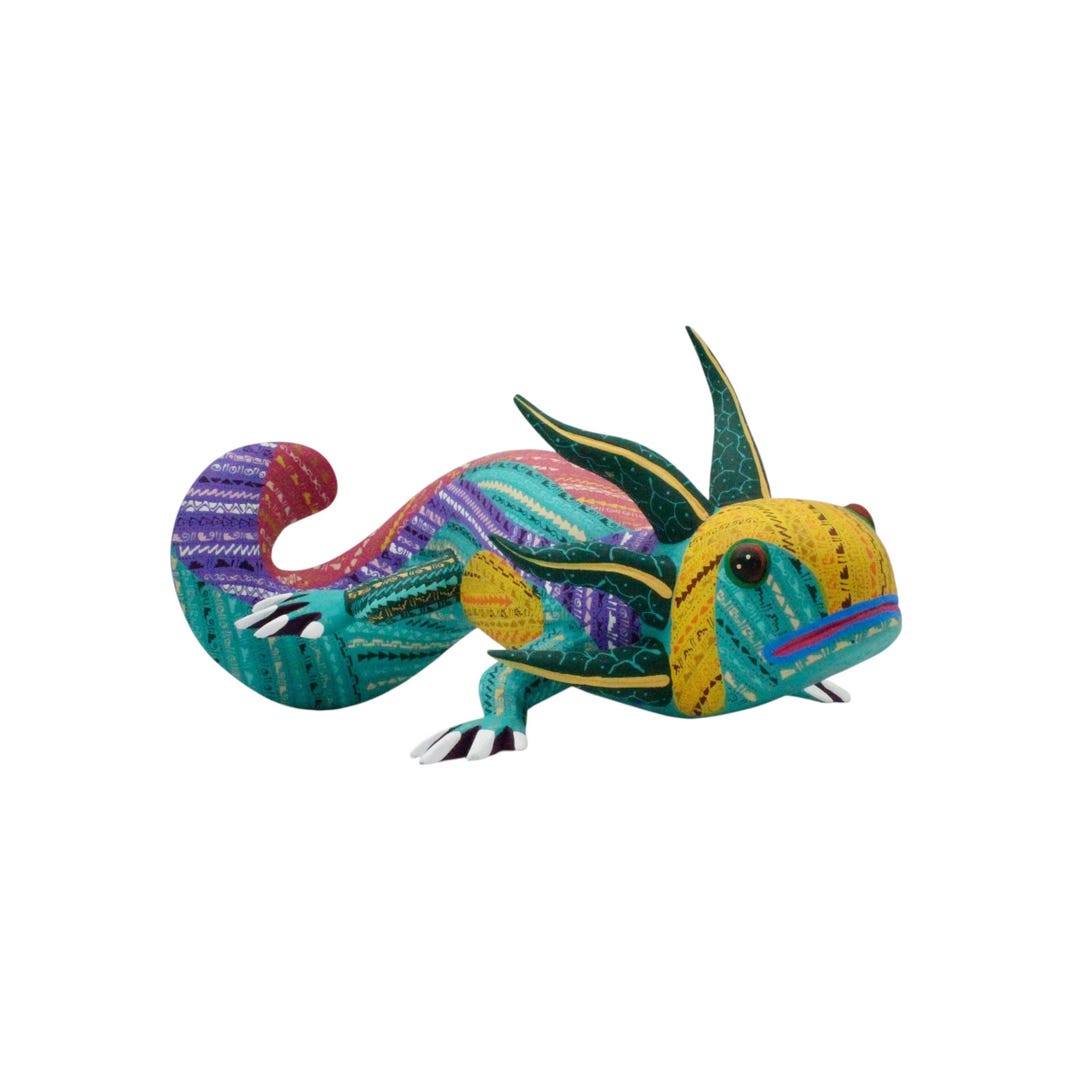 Axolotl Alebrije Hand Carved Copal Wood – Oaxacan Wood Carving, Mexican ...