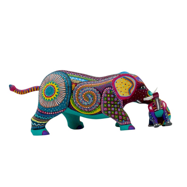 Alebrije Oaxacan Wood Carvings Elephant Sculpture by Saulo Mandarín ...