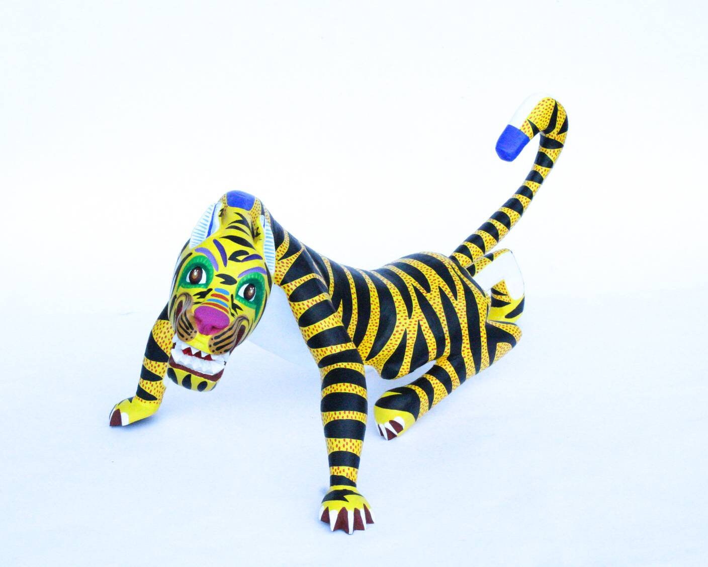 Alebrije Tiger Wood Carvings Mexican Folk Art Wood Animal - Etsy