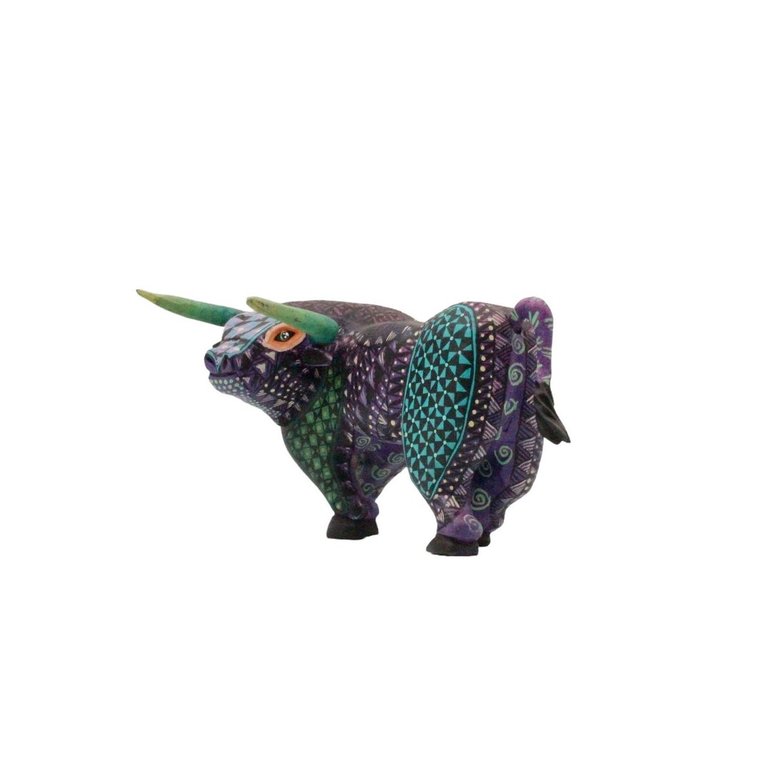 Alebrije Bull Wood Carving, Handmade Taurus Sculpture, Mexican Folk Art ...