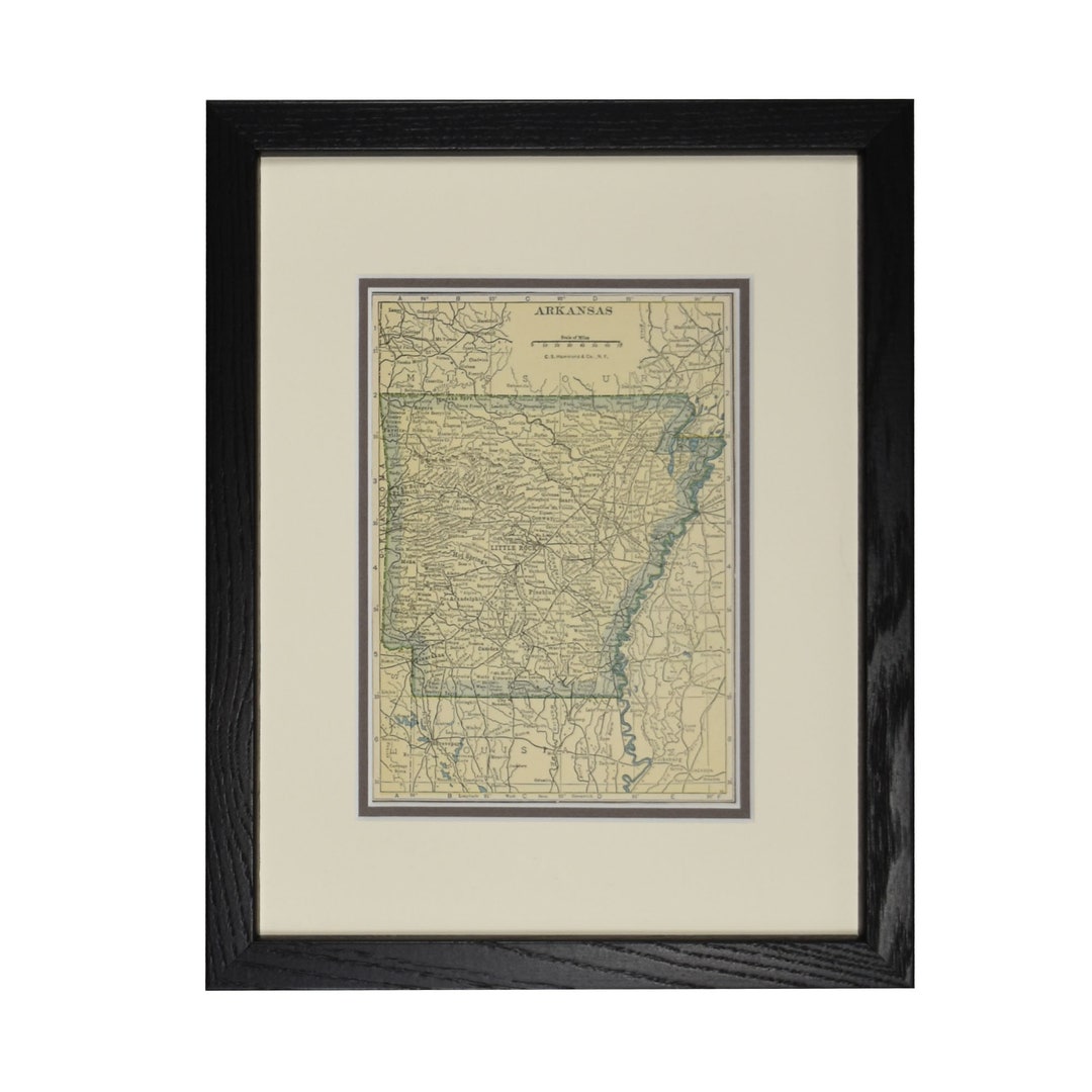 Vintage Map, Old Arkansas Map,framed Map, Rustic Wall Decor, 1920s Real ...