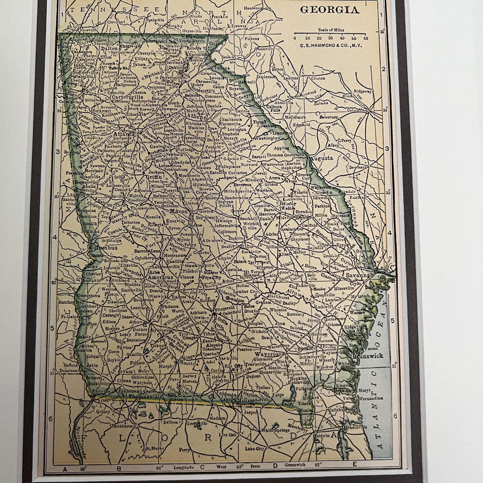 Georgia Map, Original Vintage Georgia Map, Father’s Day Gift, Office ...
