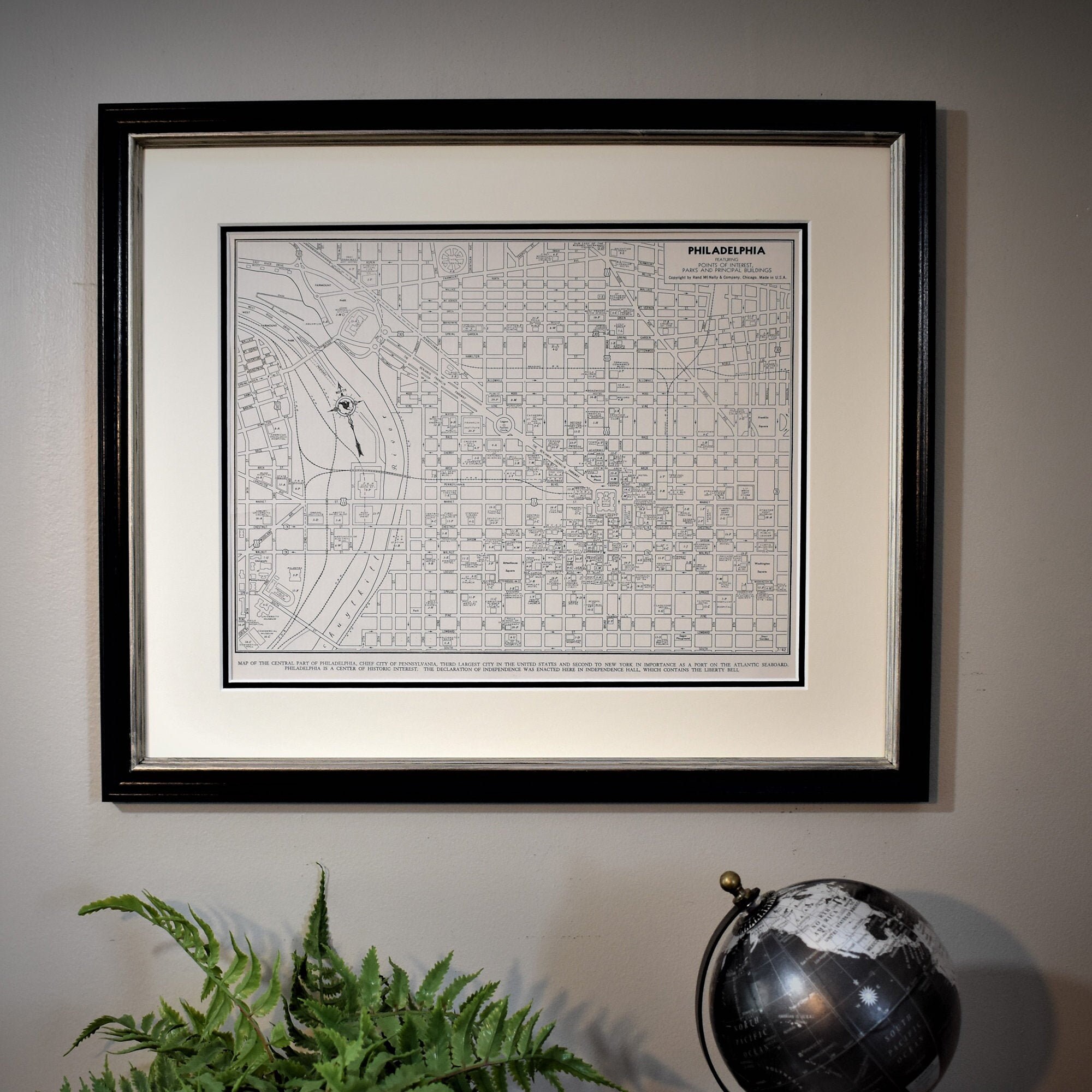 Framed Philadelphia City Map Vintage Philadephiapa Map - Etsy