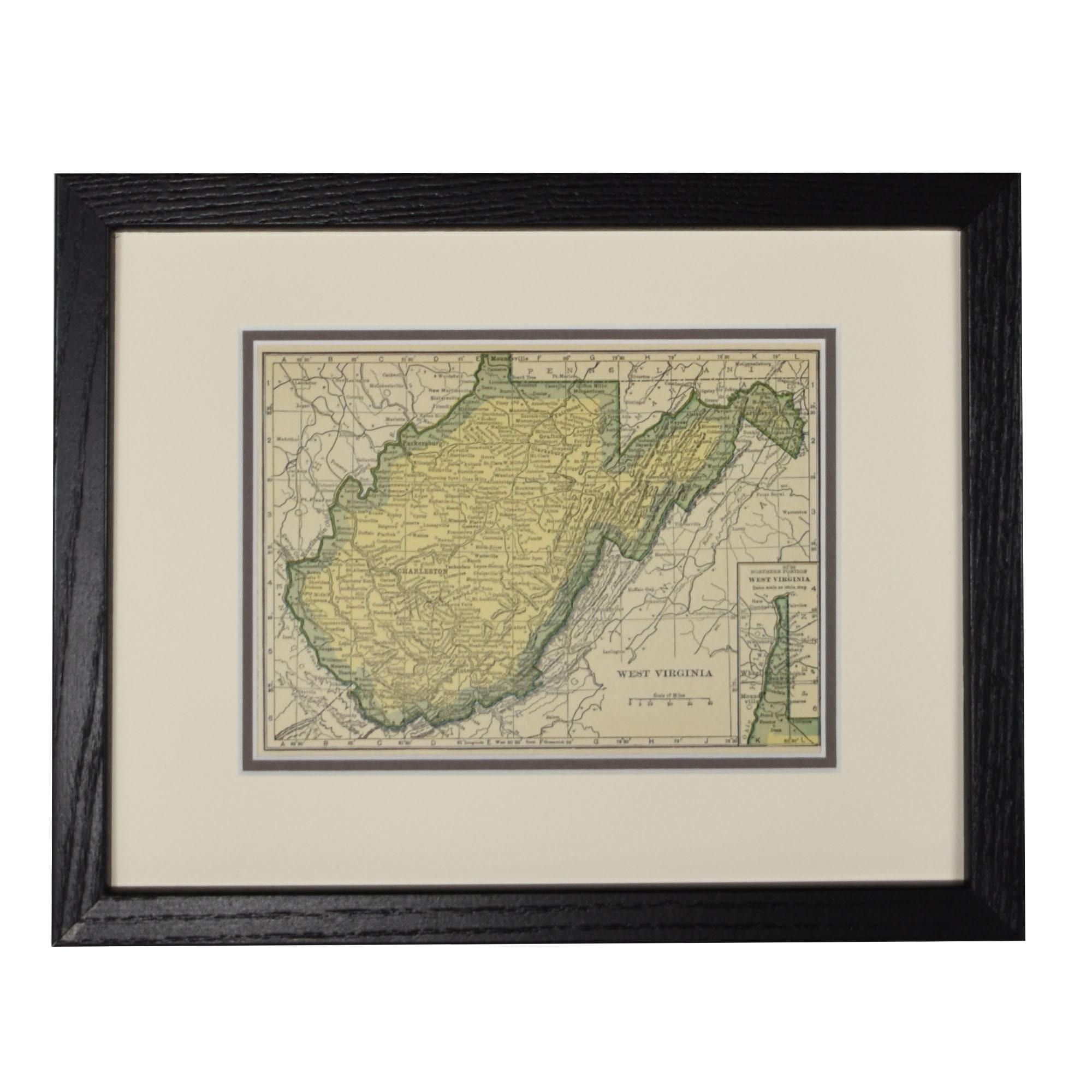 West Virginia Map, Original Vintage West Virginiaa State Framed Map ...