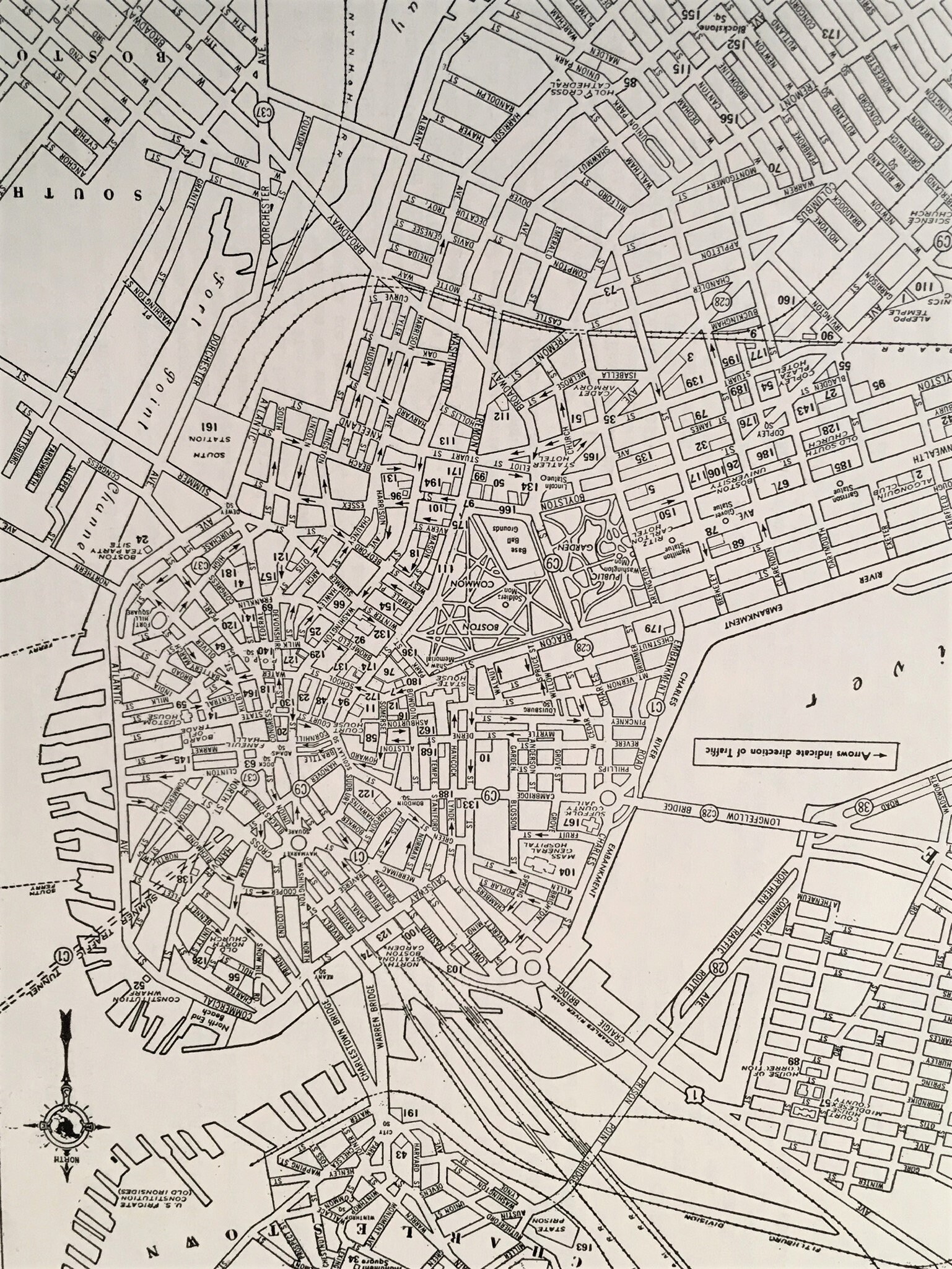 Framed Boston City Map Vintage BostonMA Map Original 1940s | Etsy