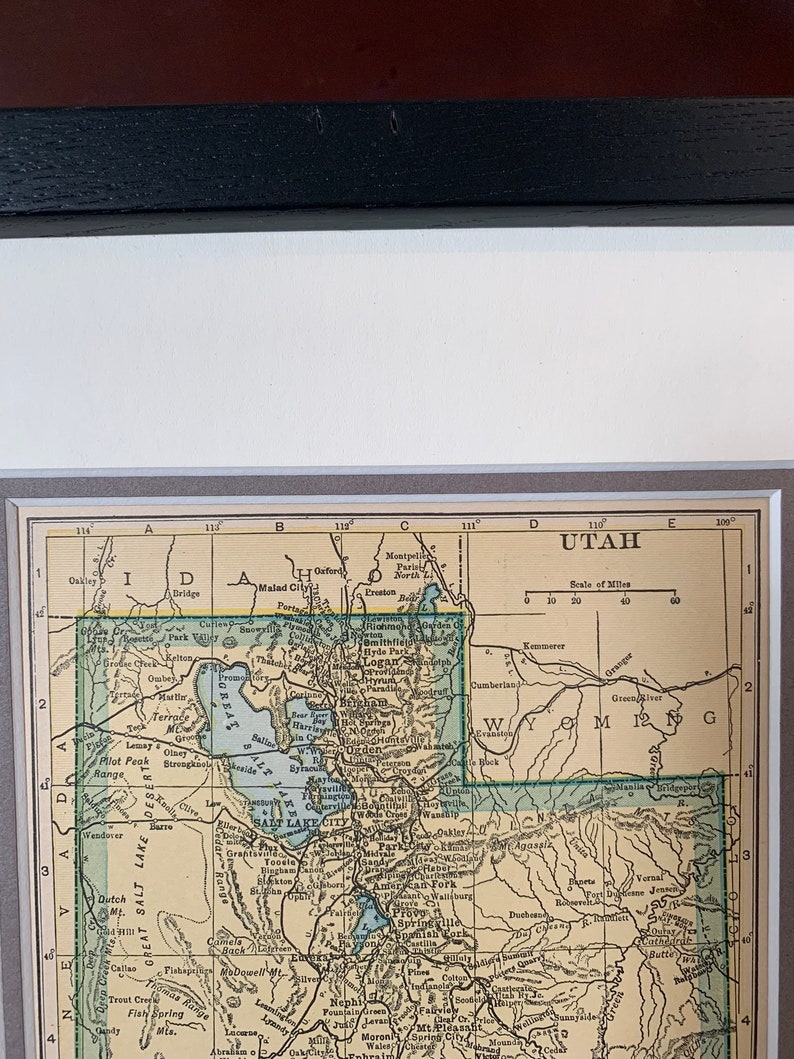 Utah Map Old Utah State Framed Map Original Vintage UT Map - Etsy