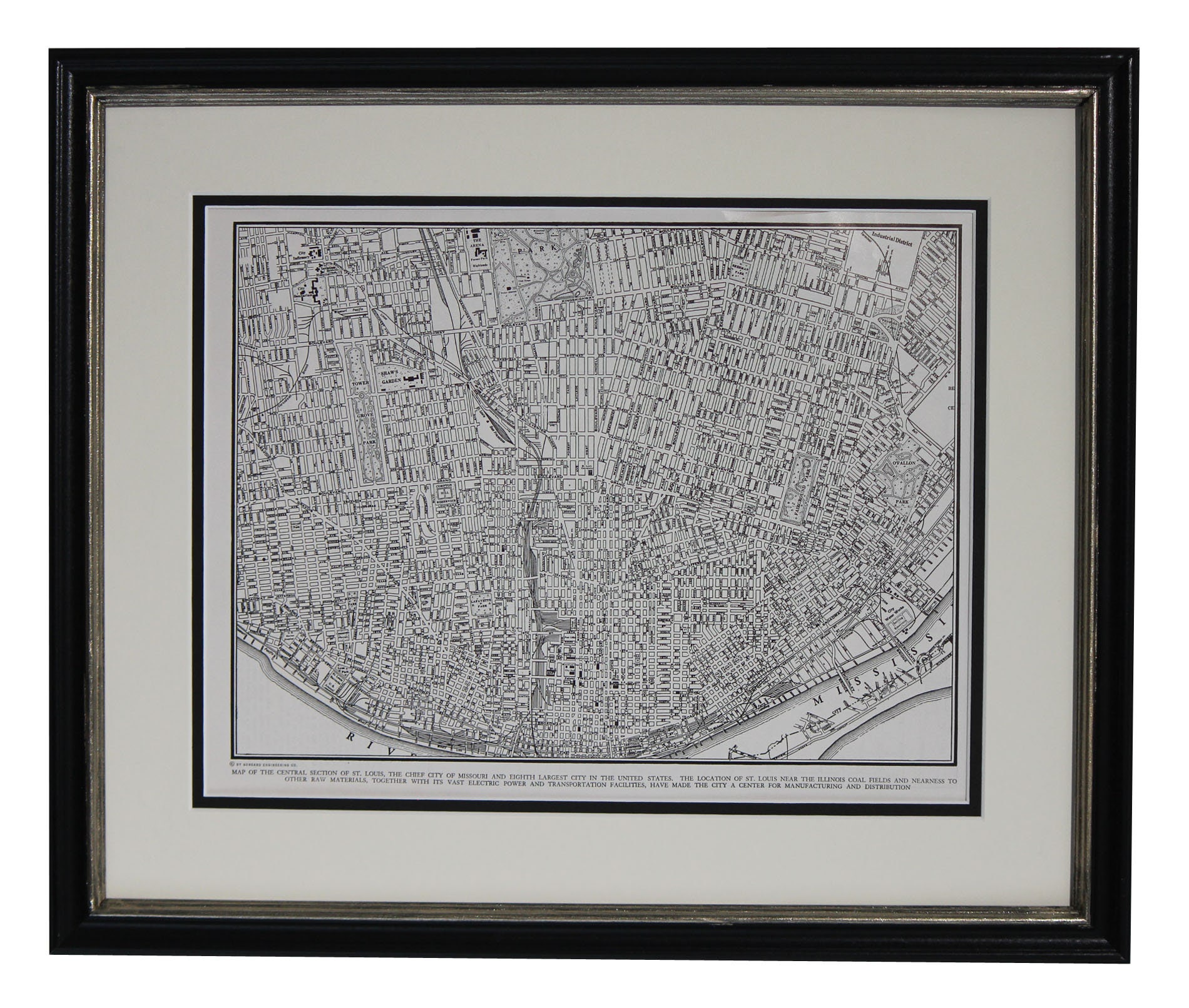 Framed St. Louis City Map Vintage St. Louismo Map Original - Etsy