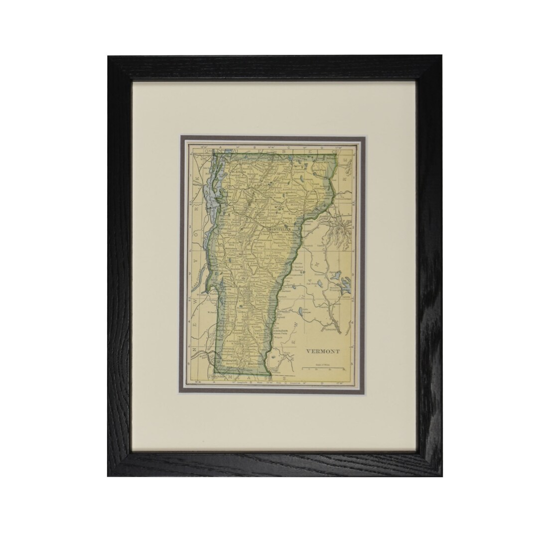 Vermont Map, Original Vermont Map, Framed 1920s Wall Art, Rustic Wall ...
