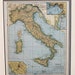 Vintage Italy Map, Original 1920s Italy Framed Map, Rustic Wall Decor ...