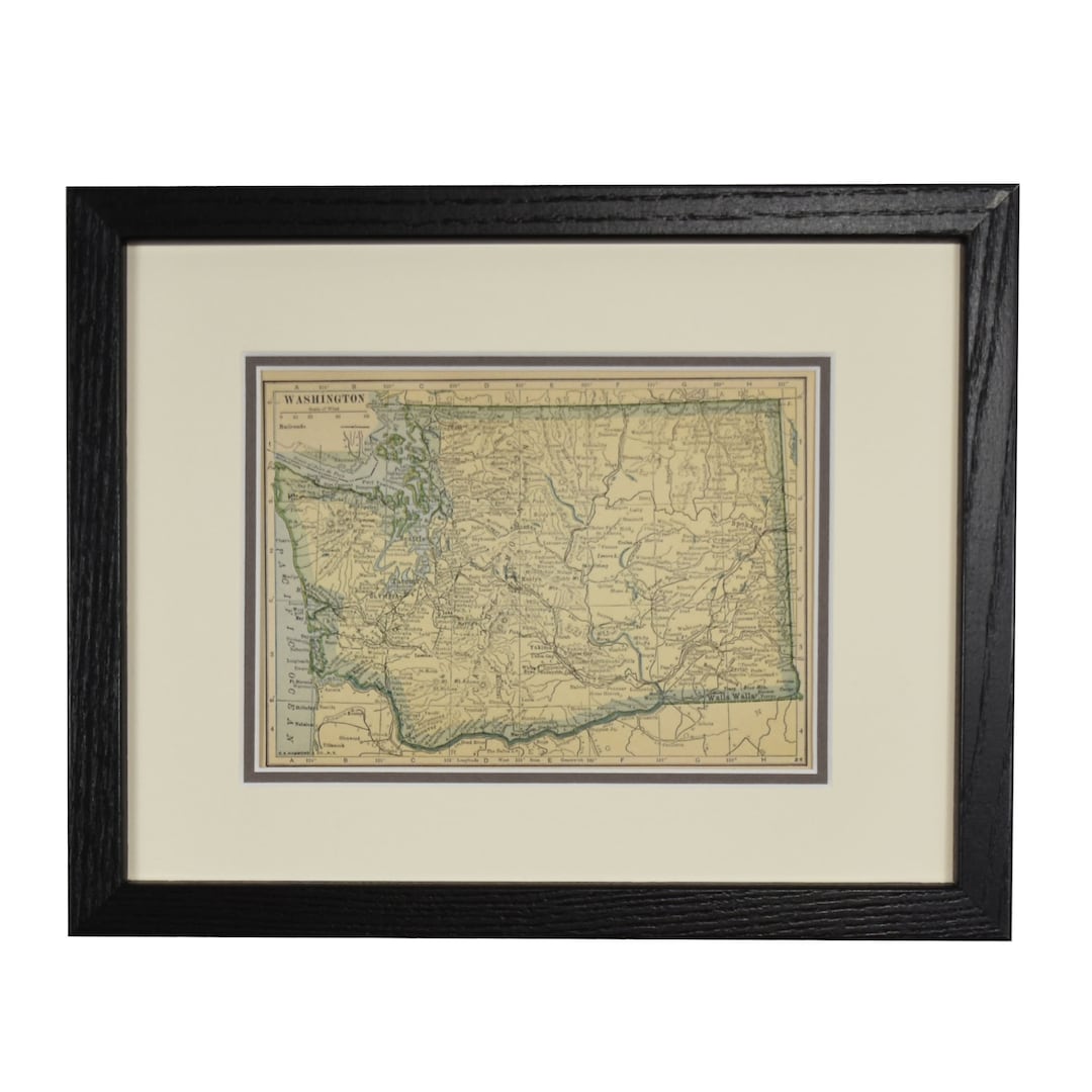 Washington State Map, Original Vintage Framed Washington Map, 1920s ...