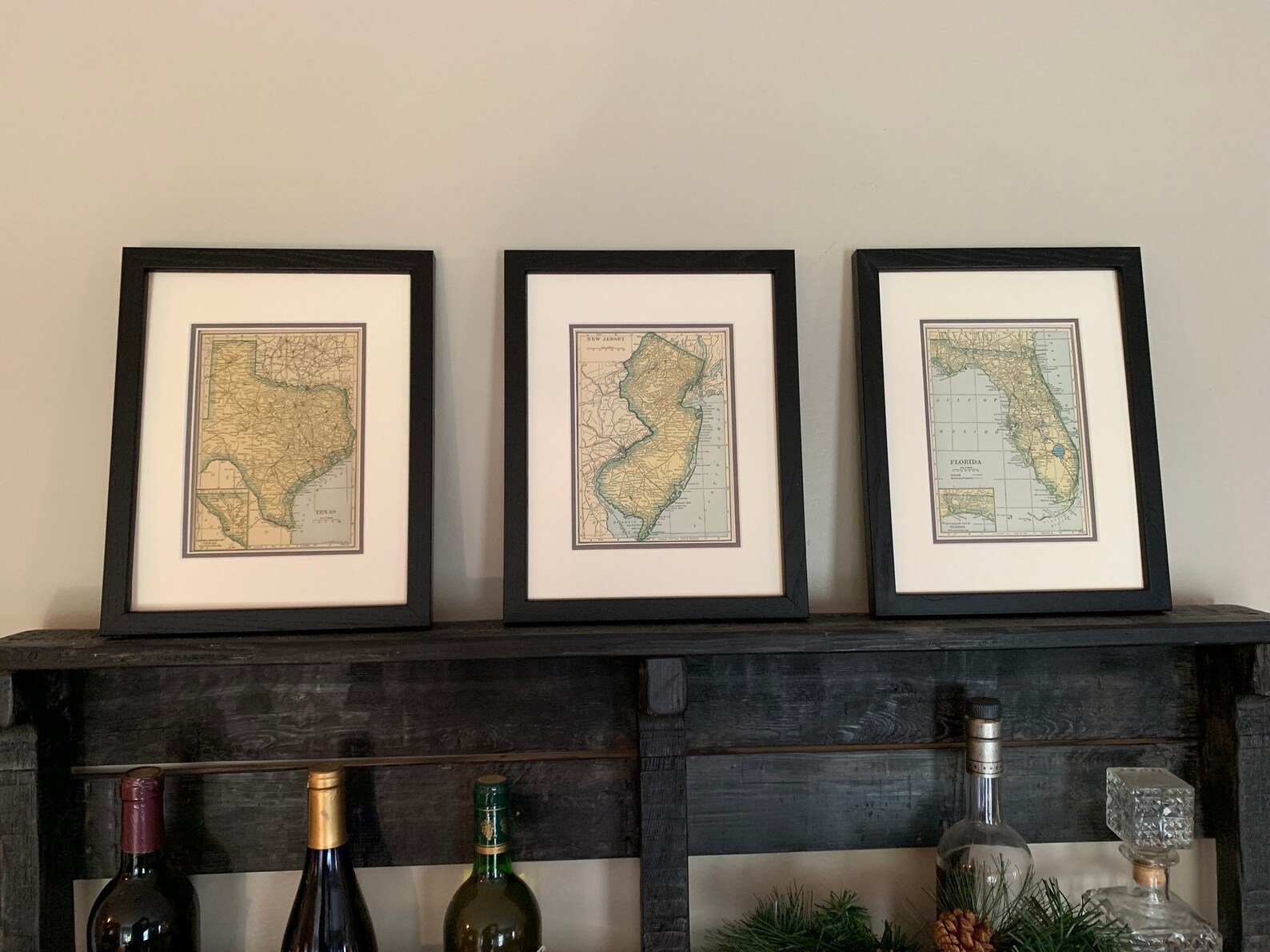 Vintage Texas Map Texas Map Original Framed Rustic Wall | Etsy