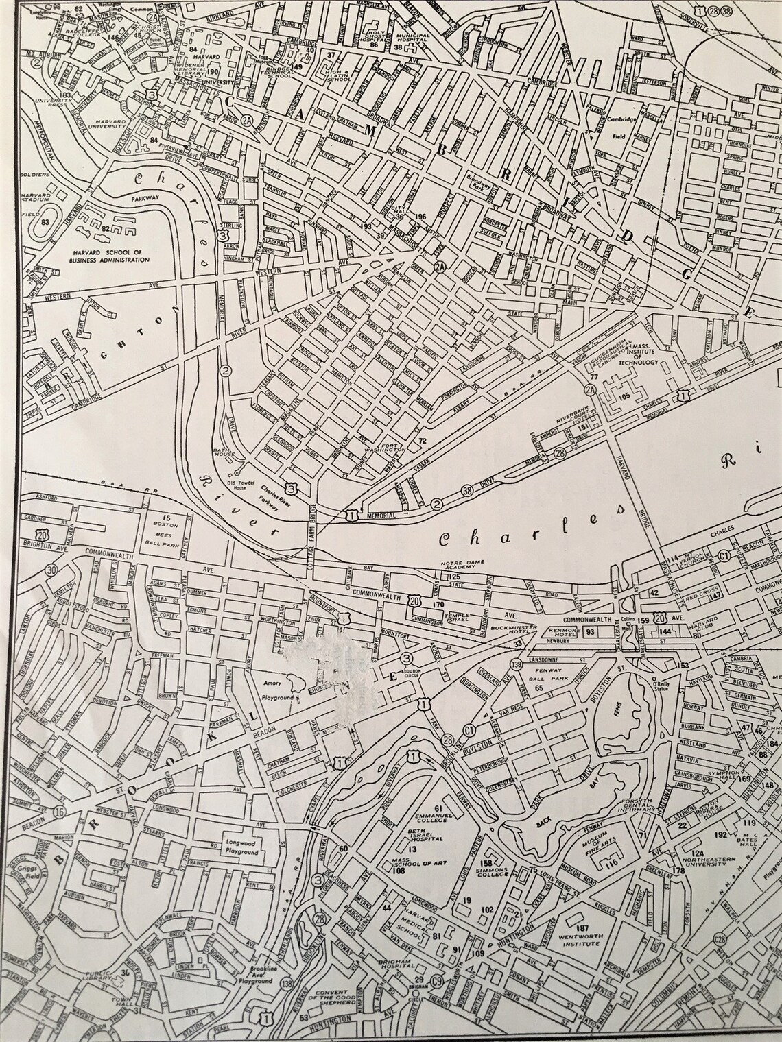 Framed Boston City Map Vintage BostonMA Map Original 1940s | Etsy