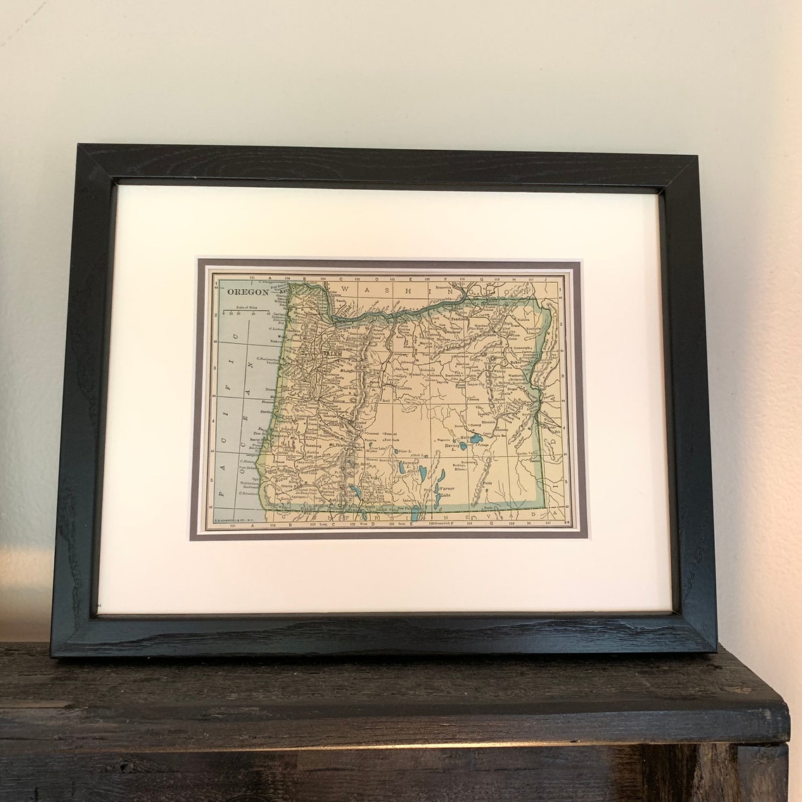 Vintage Oregon Map, Framed Oregon Map, Authentic 1920s -map-christmas ...