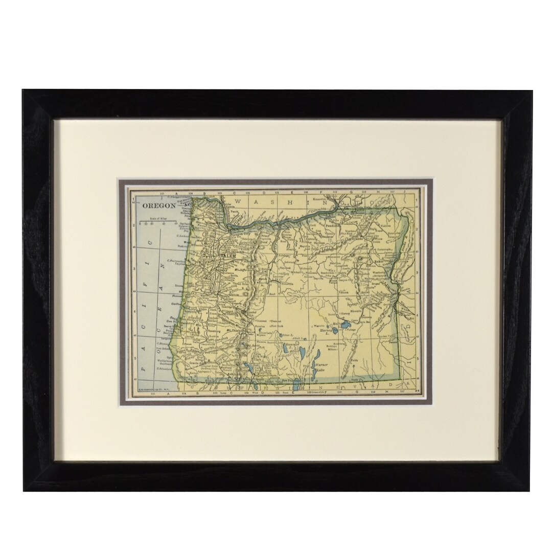 Vintage Oregon Map, Framed Oregon Map, Authentic 1920s -map-christmas ...