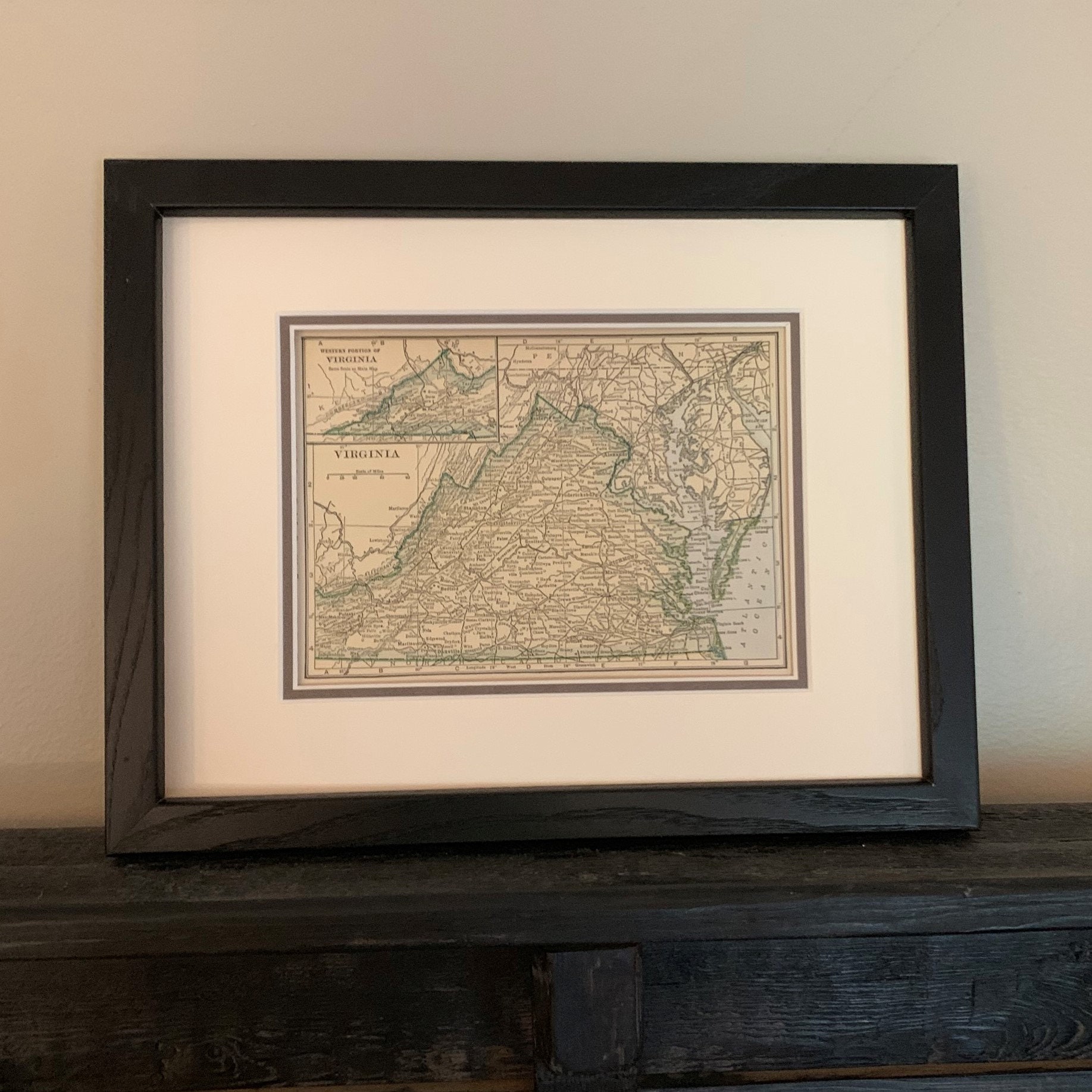 Virginia Map Original Vintage Virginia Framed Map 1920s - Etsy
