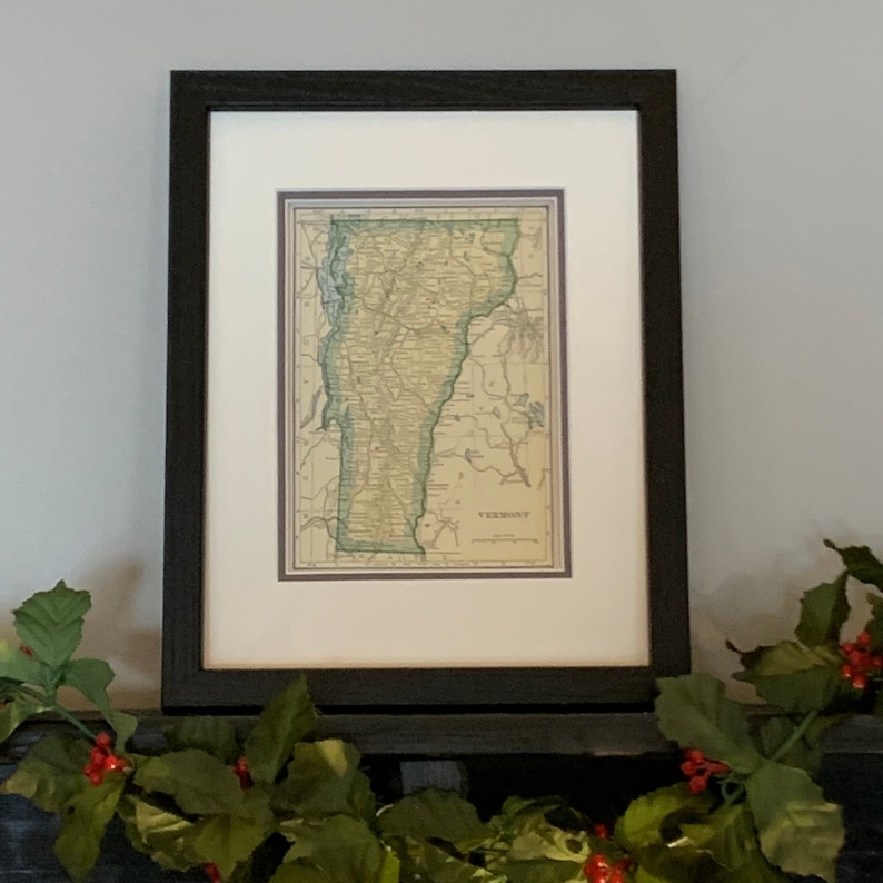Vermont Map, Original Vermont Map, Framed 1920s Wall Art, Rustic Wall ...