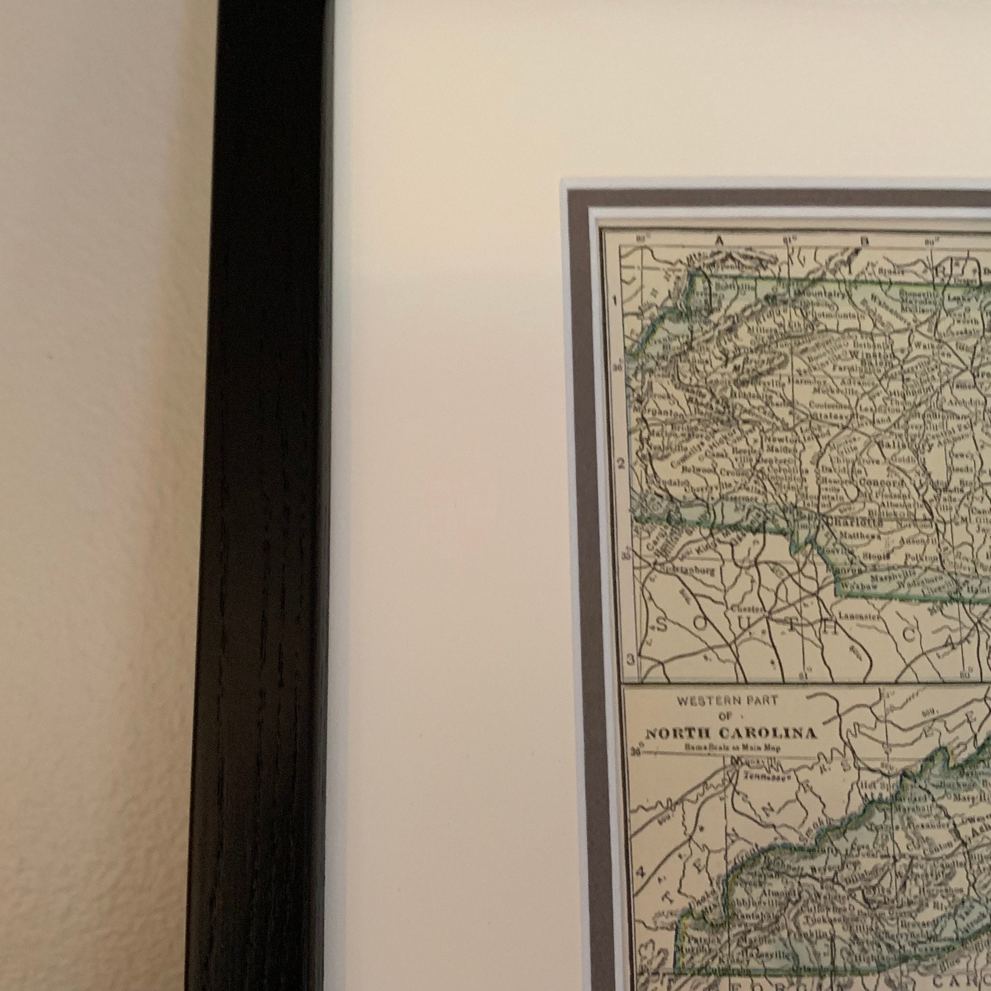 North Carolina Map Original Vintage Framed North Carolina - Etsy