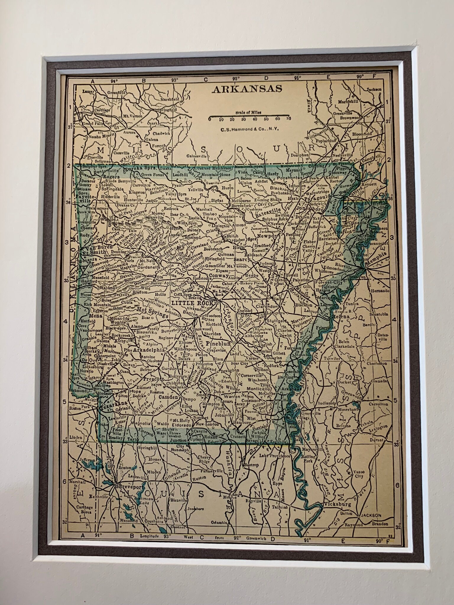 Vintage Map Old Arkansas Mapframed Map Rustic Wall Decor - Etsy