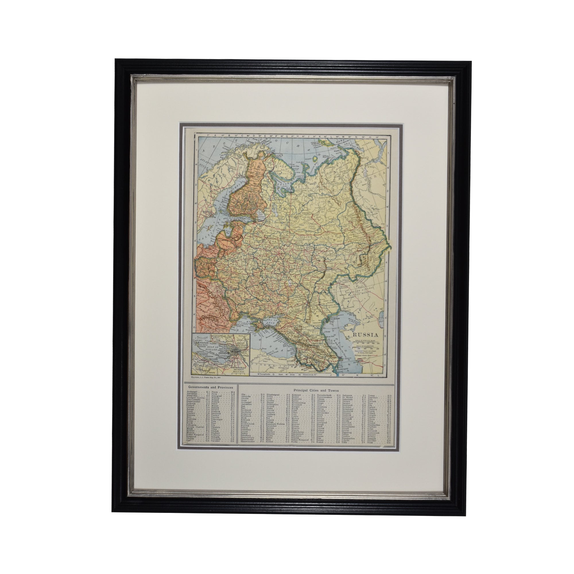 Vintage Map, Original Russian Map, Framed Map, Authentic 1920s Wall ...