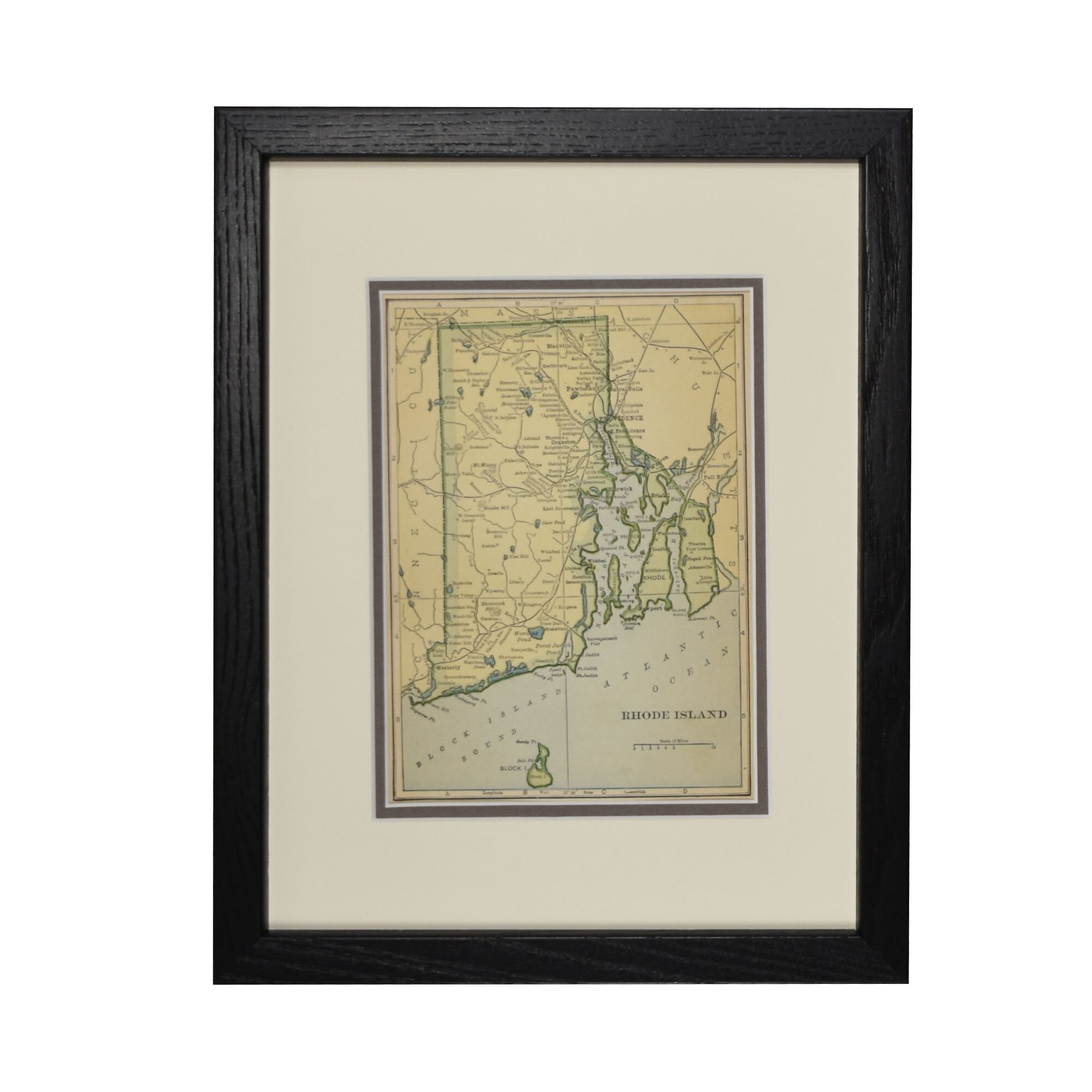 Vintage Rhode Island Map Original Vintage Rhode Island Framed - Etsy