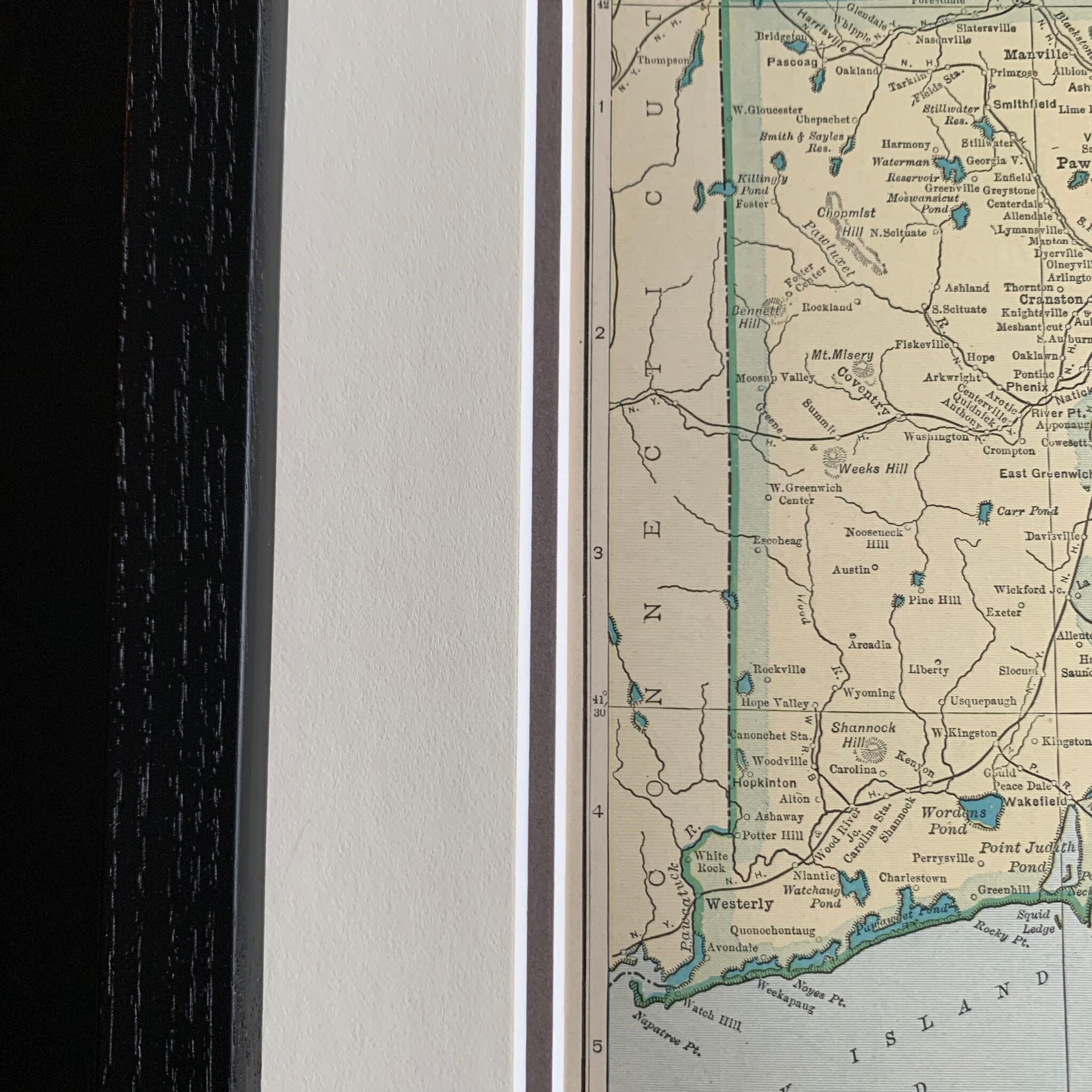 Vintage Rhode Island Map Original Vintage Rhode Island Framed - Etsy