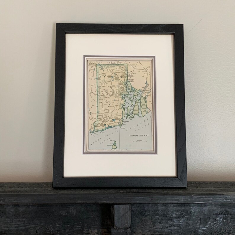 Vintage Rhode Island Map Original Vintage Rhode Island Framed | Etsy