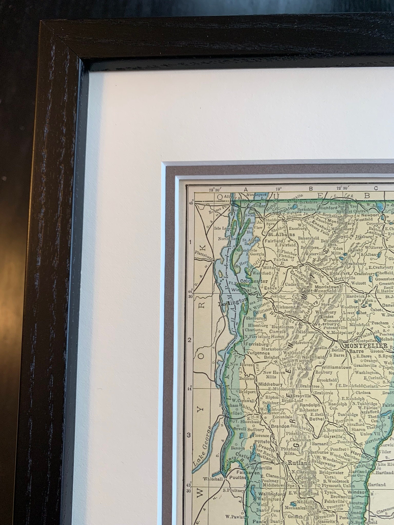 Vermont Map Original Vermont Map Framed 1920s Wall Art - Etsy
