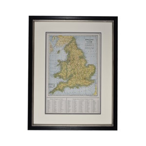 Vintage England Framed Map, Original England Map, Antique 1920s England ...