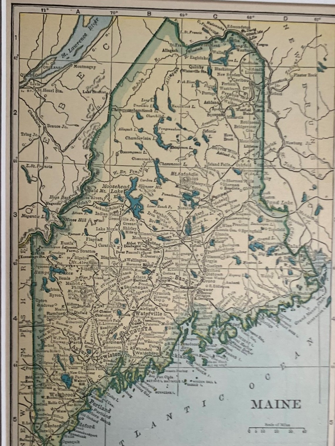 Vintage Maine Map Framed Original Maine Map 1923 Vintage - Etsy
