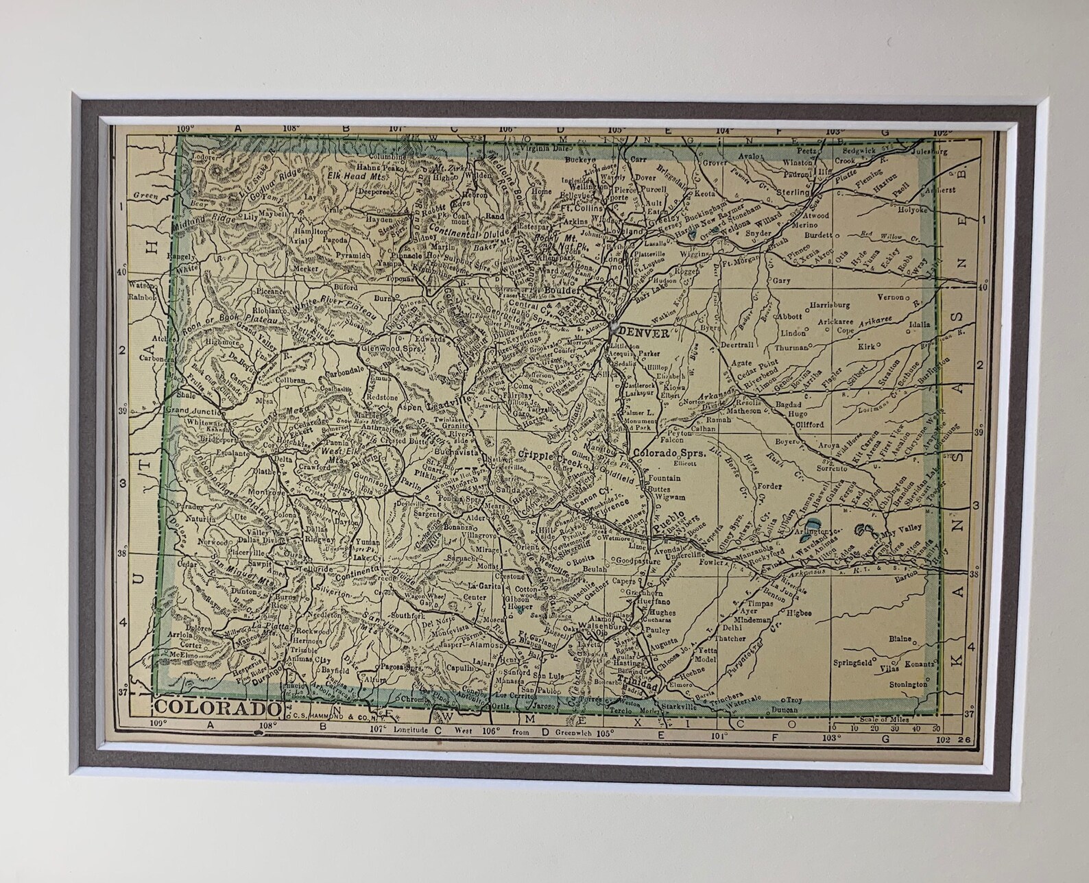 Colorado Map Original Vintage Colorado Framed Map 1920s Old | Etsy