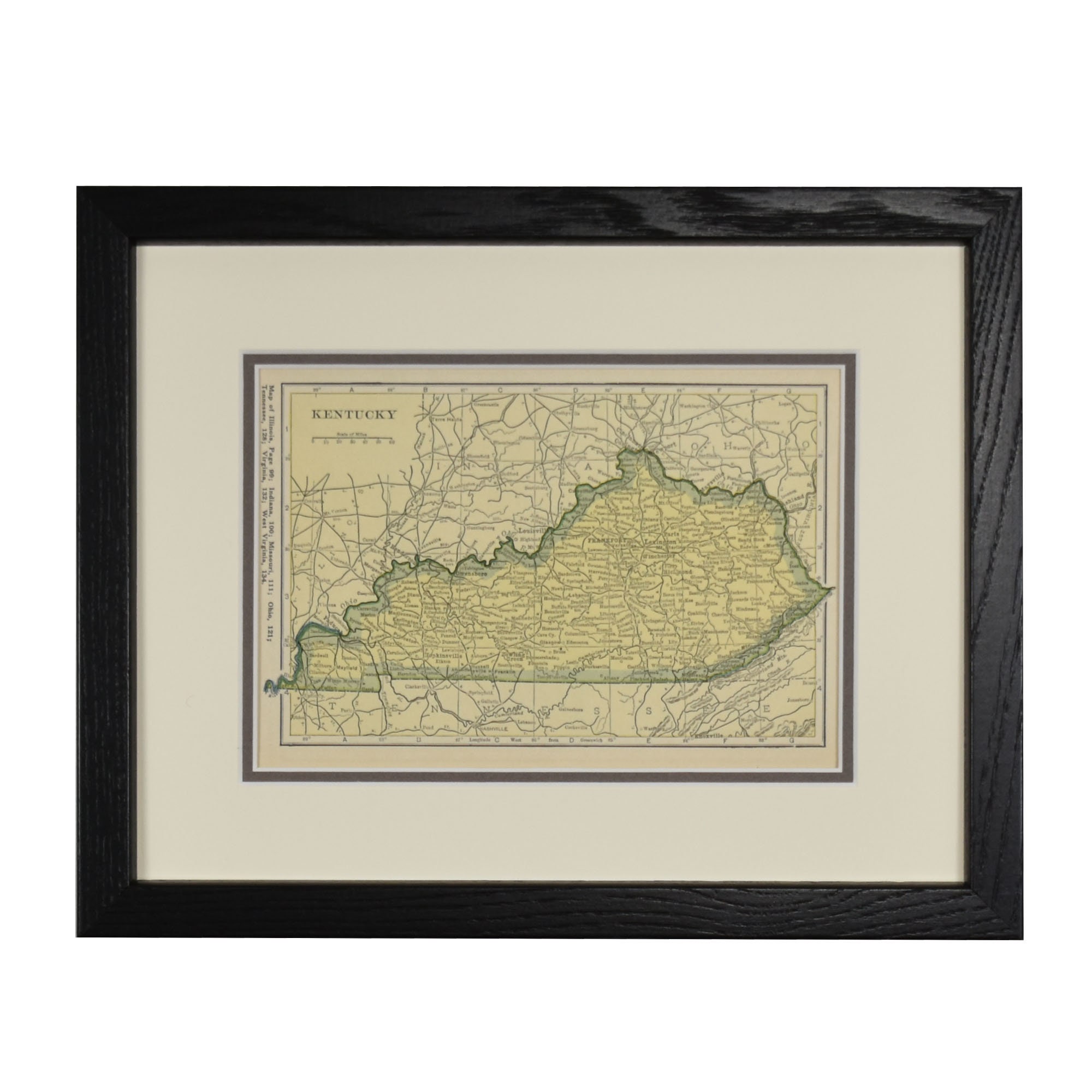 Kentucky Map Original Vintage Framed Kentucky Map Custom KY - Etsy