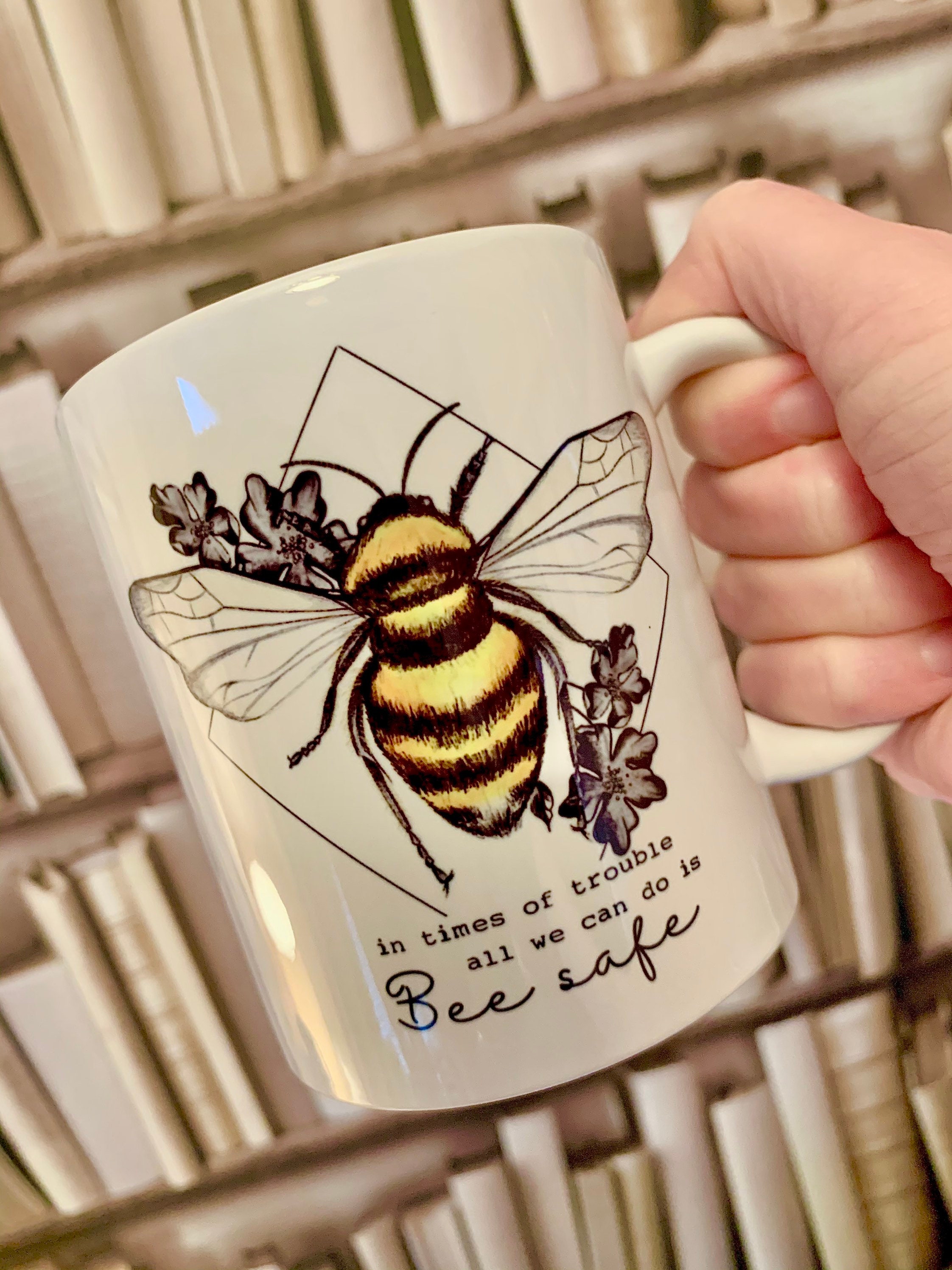 Bee Safe Mug Hand Illustrated Drinkware Bee Design Bee Gifts - Etsy