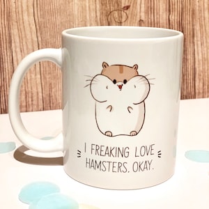 Illustrated Cute Kawaii Hamster Mug I Love Hamsters Hamster Coffee Mug ...