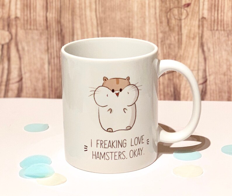 Illustrated Cute Kawaii Hamster Mug I Love Hamsters Hamster Coffee Mug ...