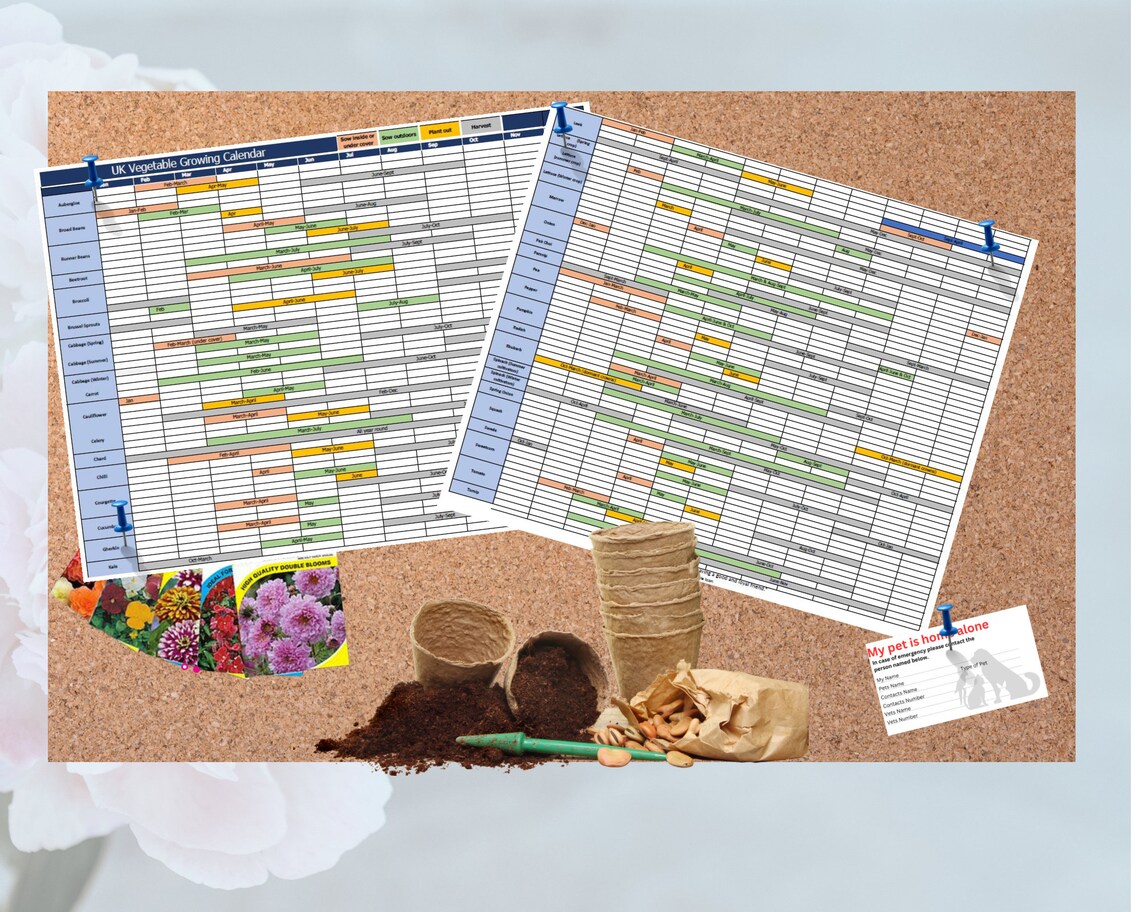 British Vegetable Growing Calendar Plus Blank Calendar, A4 Size ...