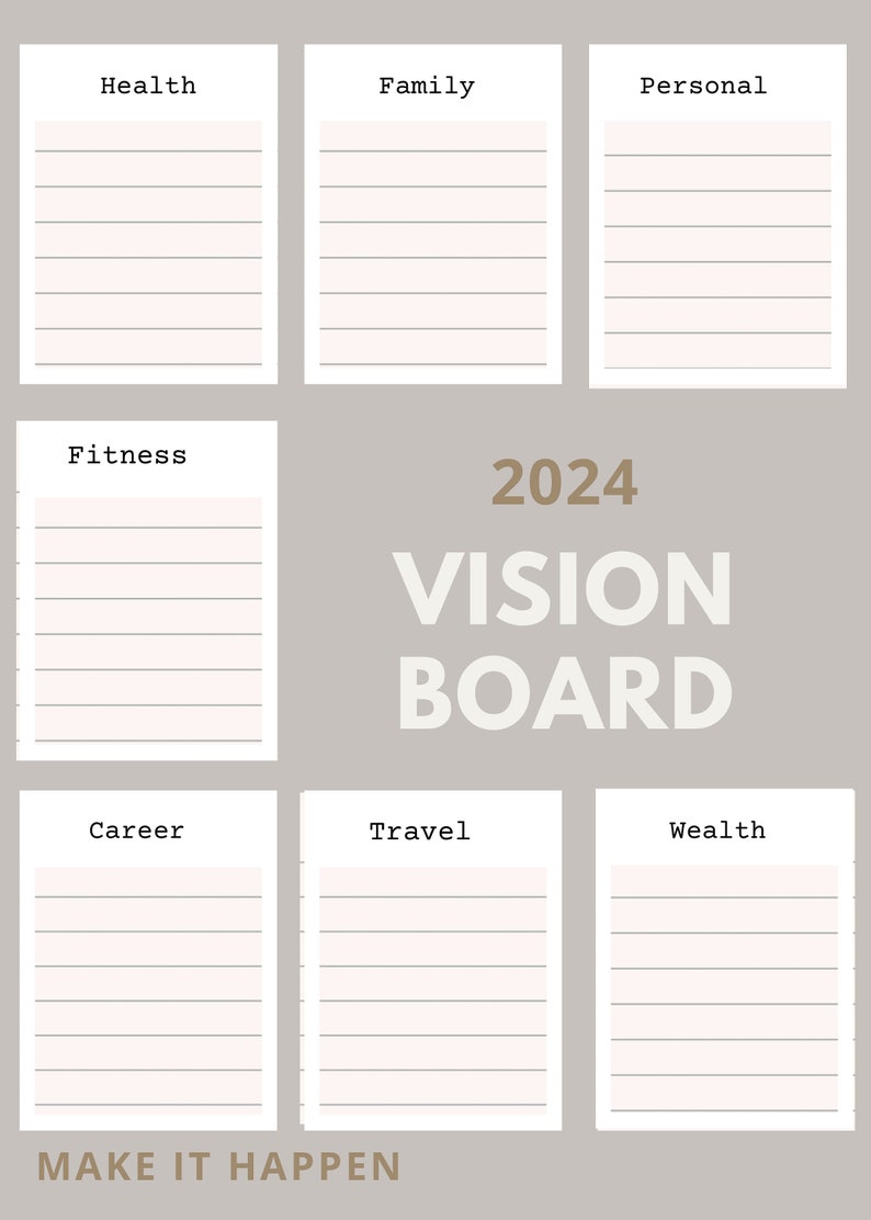 2024 Printable Vision Board Visionary Art Prints for Manifestation ...
