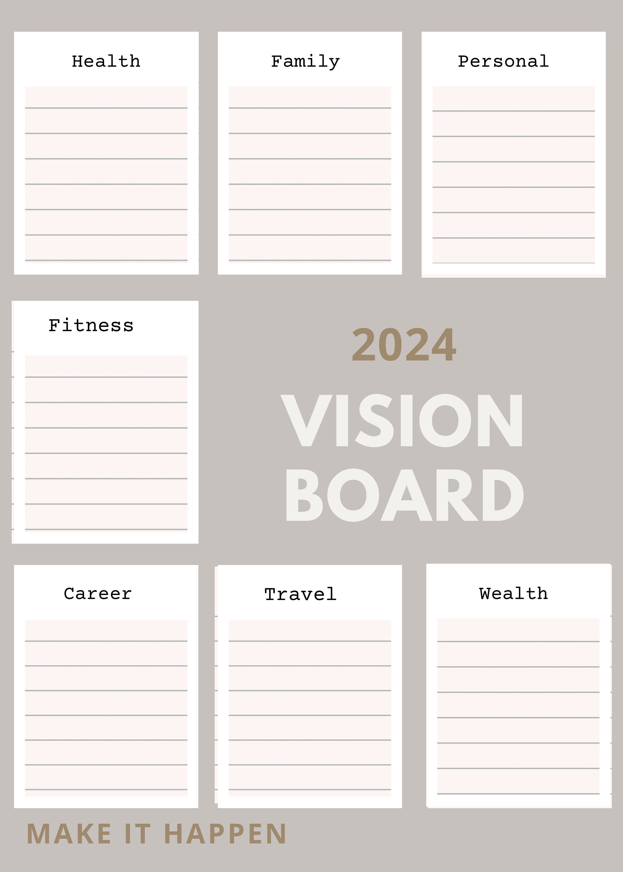 2024 Printable Vision Board Visionary Art Prints for Manifestation ...