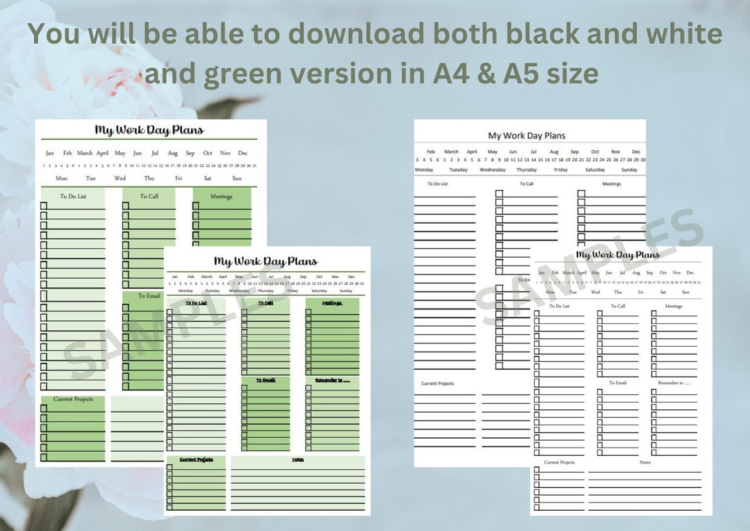 My Week Day Plans, Daily Diary and to Do List for Work, Work Planning ...