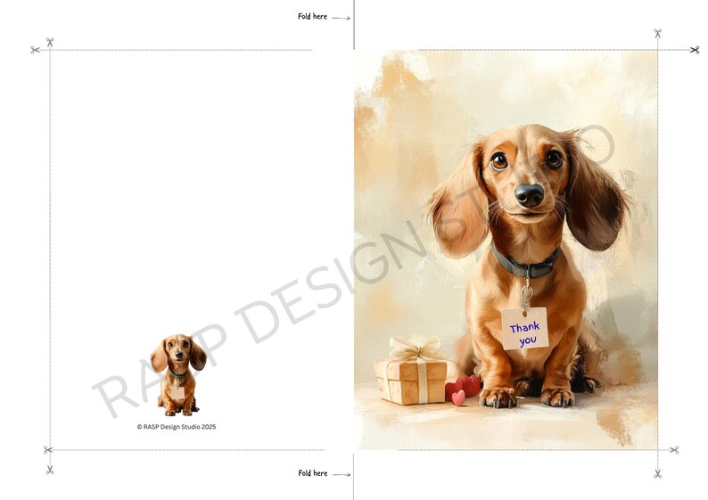 Editable Dachshund Gift Tags & Thank You Cards, Cute Sausage Dog ...