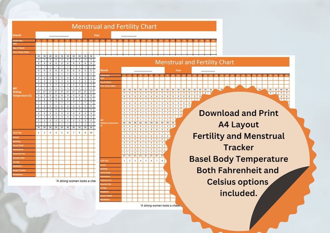 Fertility and Menstrual Cycle Record. Instant A4 Orange Design - Etsy