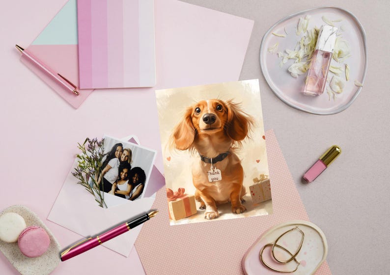 Editable Dachshund Gift Tags & Thank You Cards, Cute Sausage Dog ...