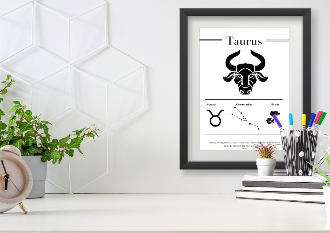 Taurus Zodiac Star Sign Prints Digital Download, Wall Art, Birthday ...