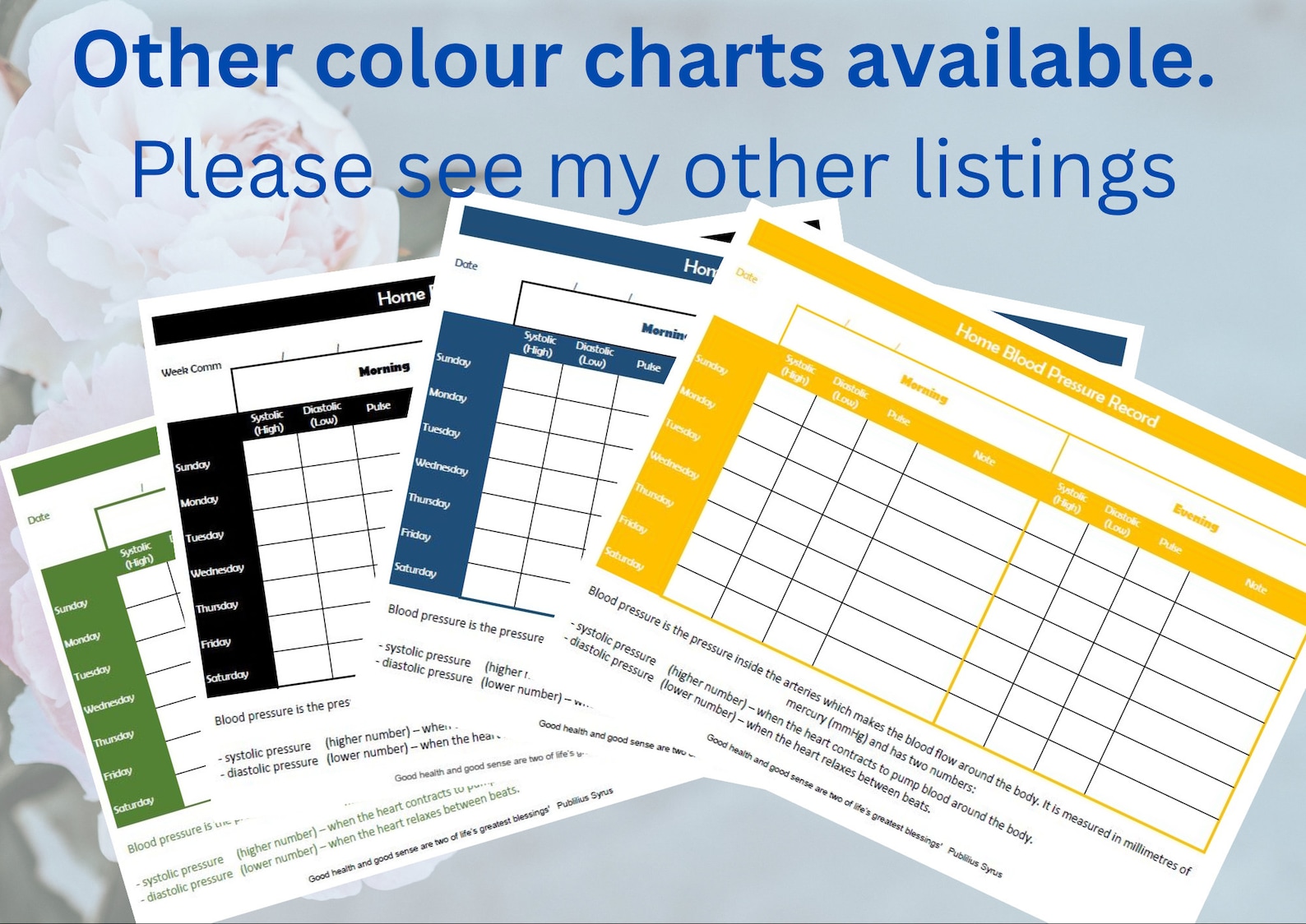 Blood Pressure Chart, Log, Medical Record, Daily Report, Digital ...