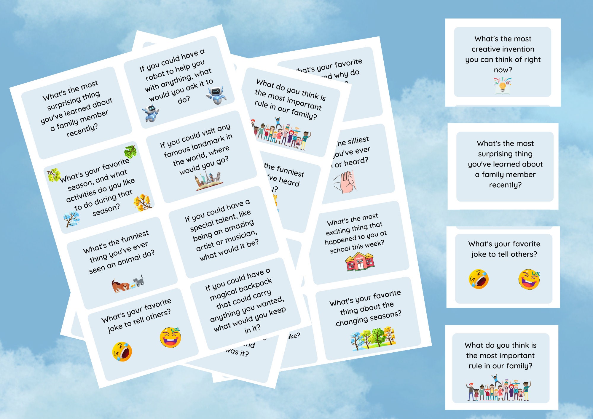 Interactive Bi-lingual Kids' Question Cards - 100 Fun Prompts for ...