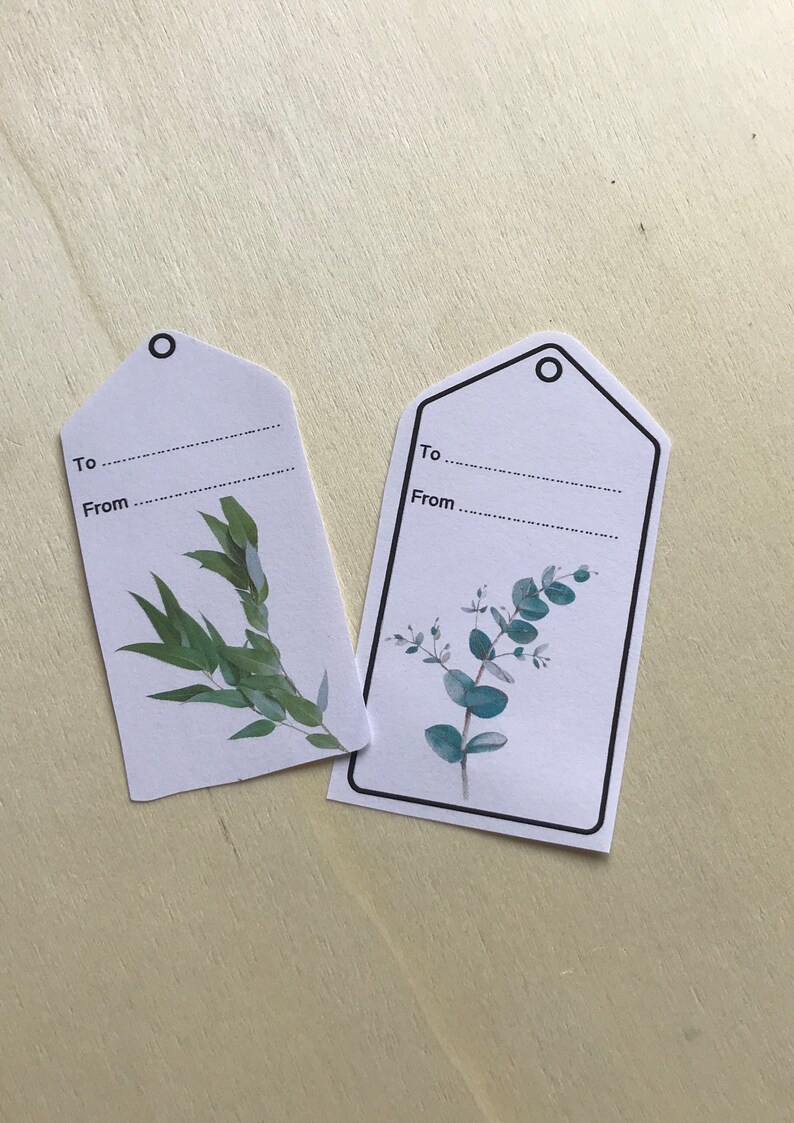 Two Sets of Pretty Little Gift Tags With Eucalyptus Leaf Designs on A4 ...