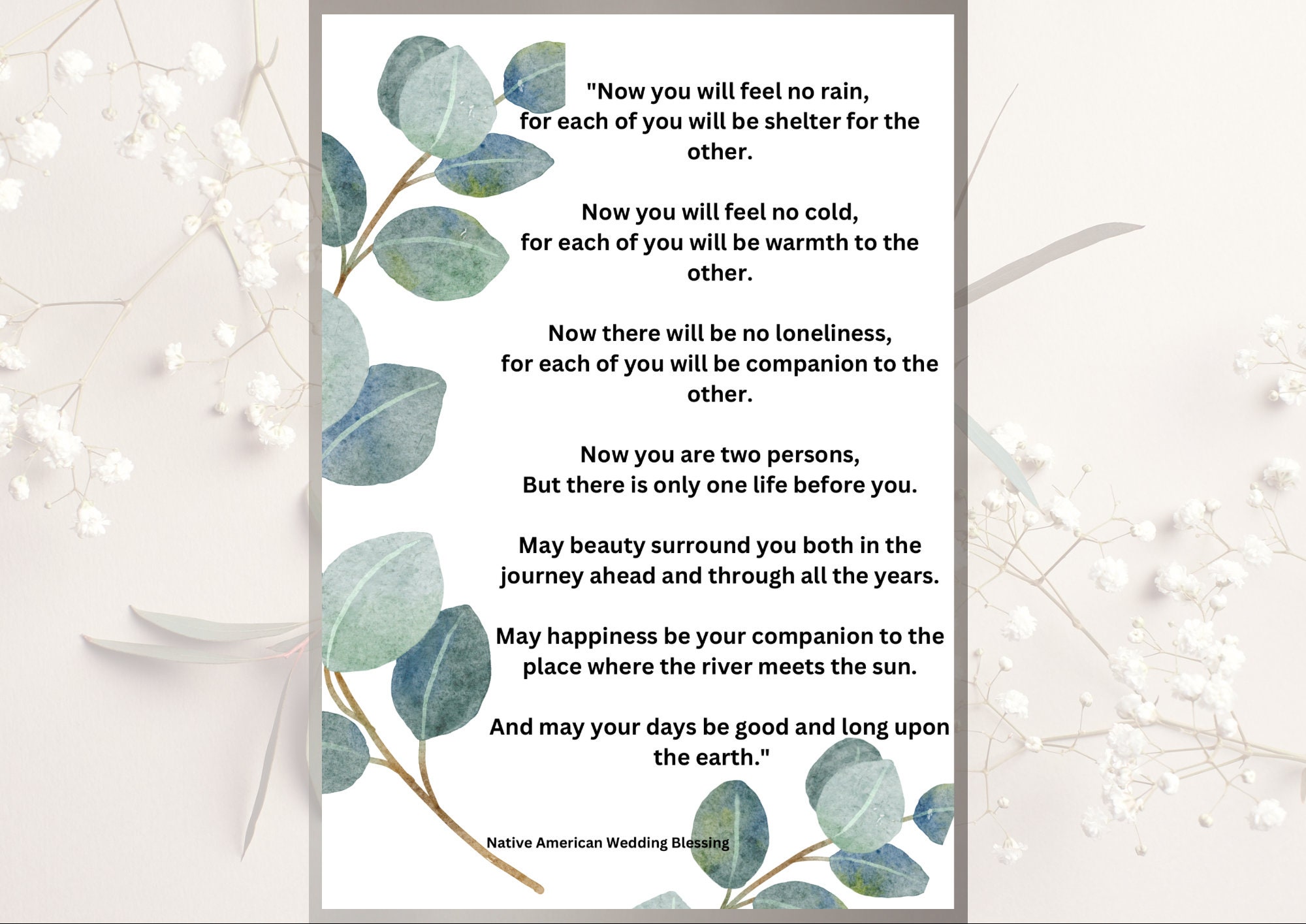 Native American Blessing, A4, A3, A5 Digital Download, Loving Gift ...