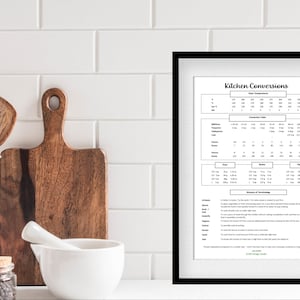 Handy Kitchen Conversion Printable, Oven, Cooker Settings, Digital ...