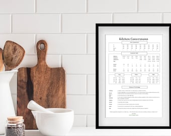 Handy Kitchen Conversion Printable in a Yellow Theme , Oven, Cooker ...